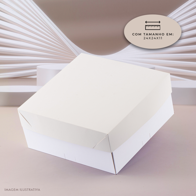 Caixa para Transporte de Bolo, Branca, 24x24x11cm, Basics - Pct 5un | Azure Embalagens
